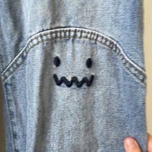 Jeans | Smiley Face Embroidered Super High Rise Wide Leg Jeans | Poshmark